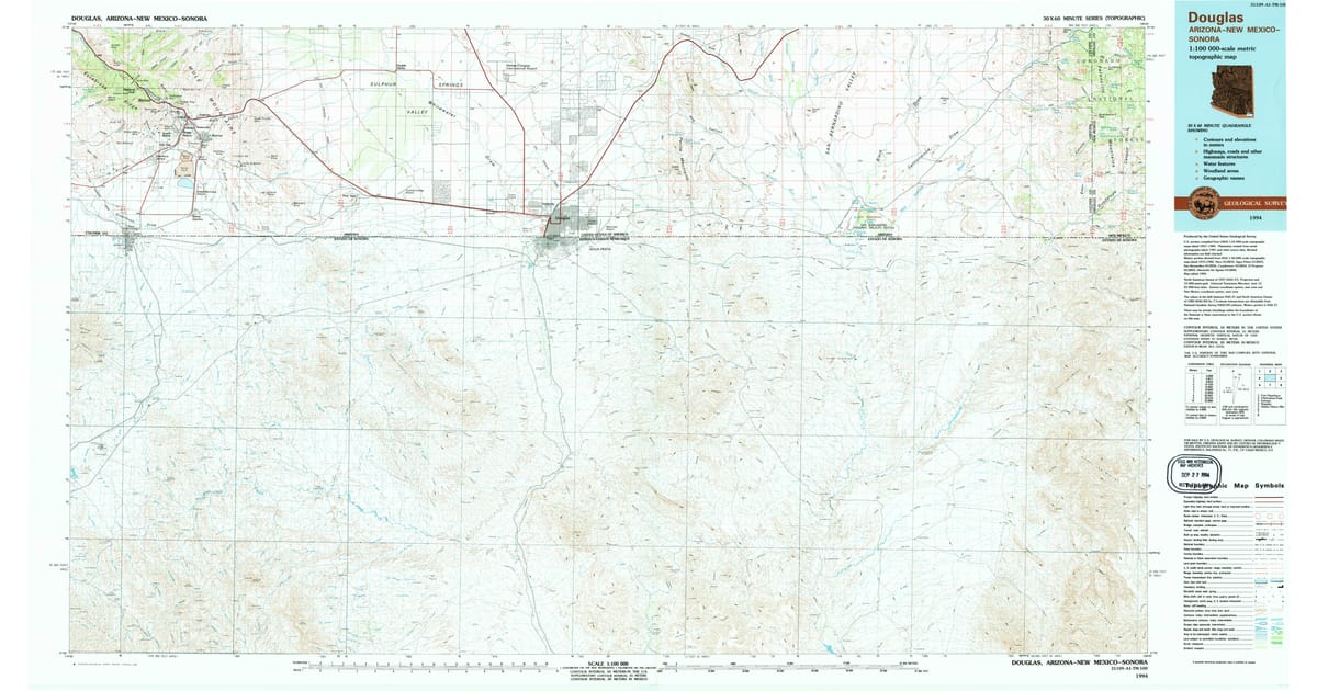 1994 Map of Douglas, AZ — High-Res, 1994 Print #2 | Pastmaps