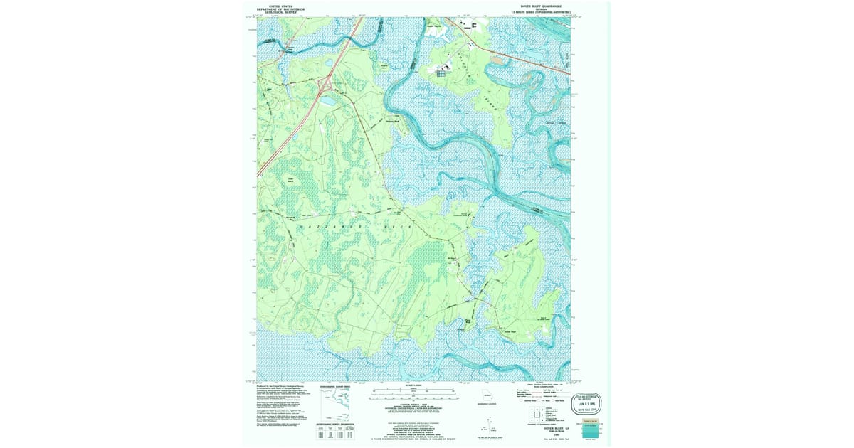 1993 Map of Dover Bluff, Camden County, GA — High-Res | Pastmaps