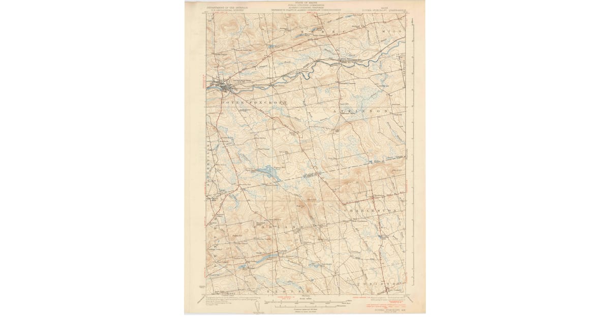 1935 Map of Dover-Foxcroft, Piscataquis County, ME — High-Res | Pastmaps