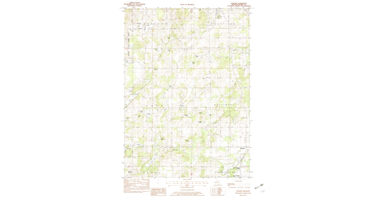 1982 Map of Dowling, MI — High-Res | Pastmaps