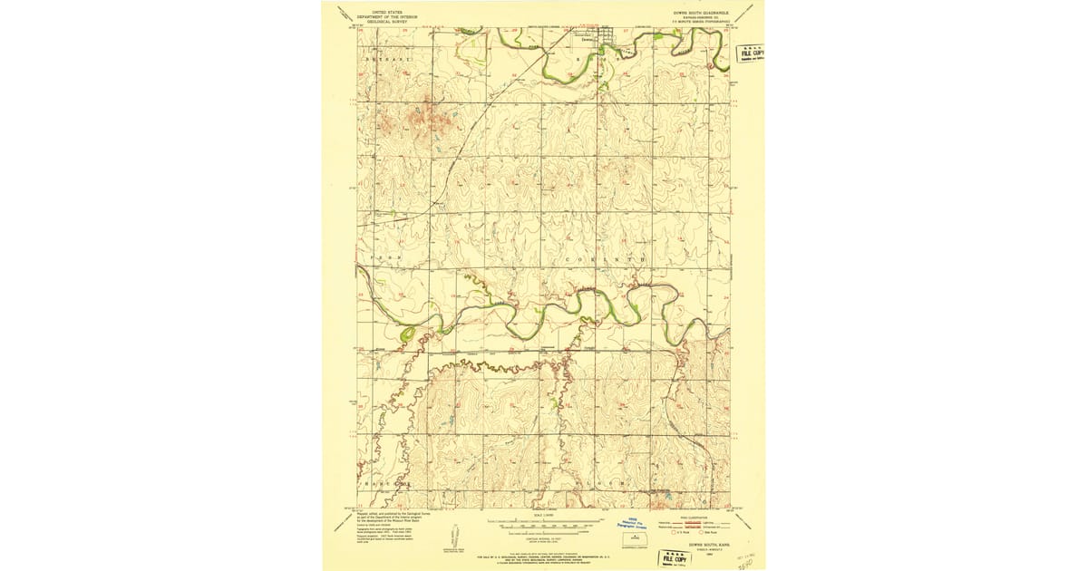 1953 Map of Downs South, Osborne County, KS — High-Res | Pastmaps