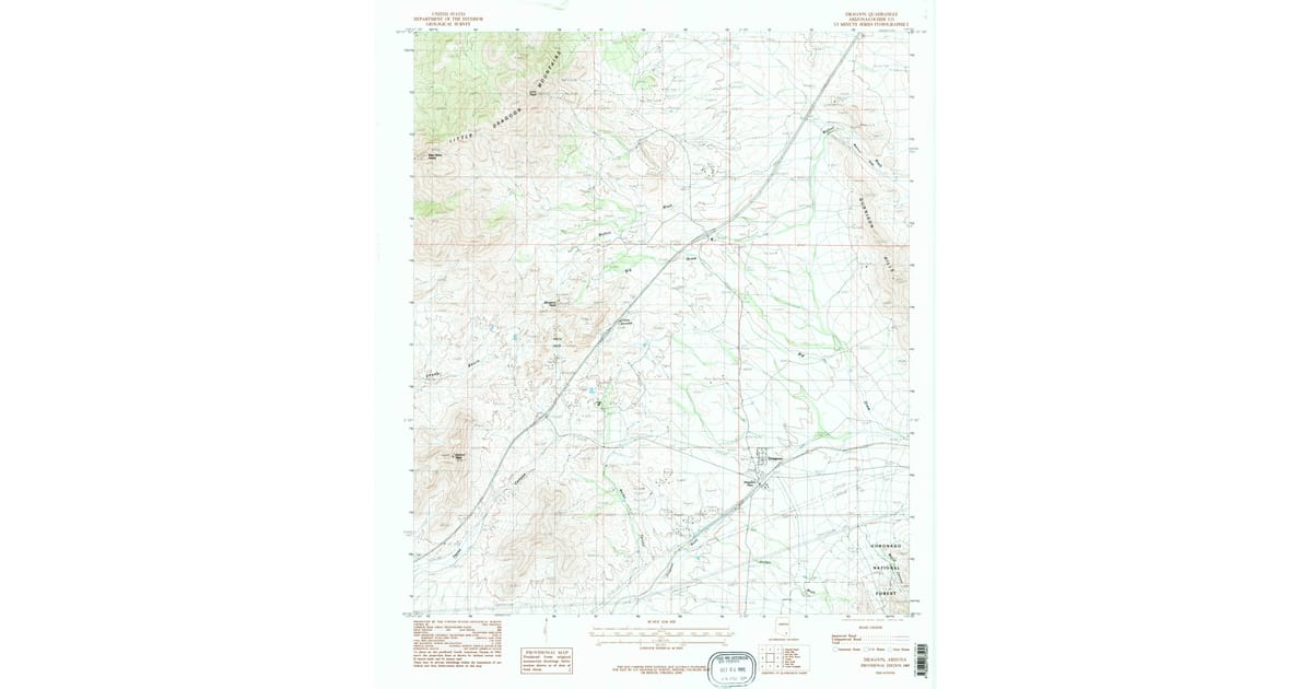 1985 Map of Dragoon, AZ — High-Res | Pastmaps