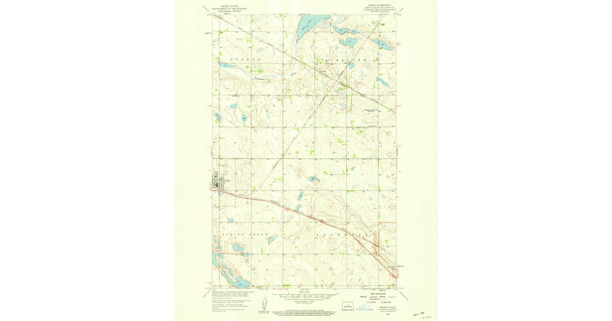 1958 Map of Drake, ND — High-Res | Pastmaps