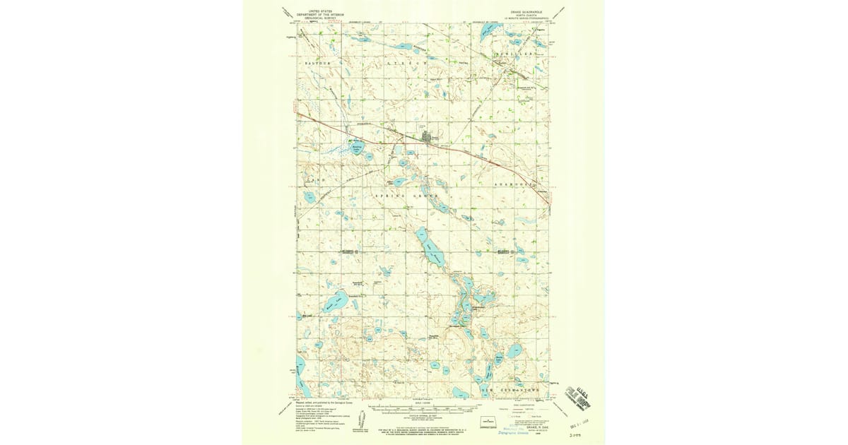 1958 Map of Drake, ND — High-Res | Pastmaps