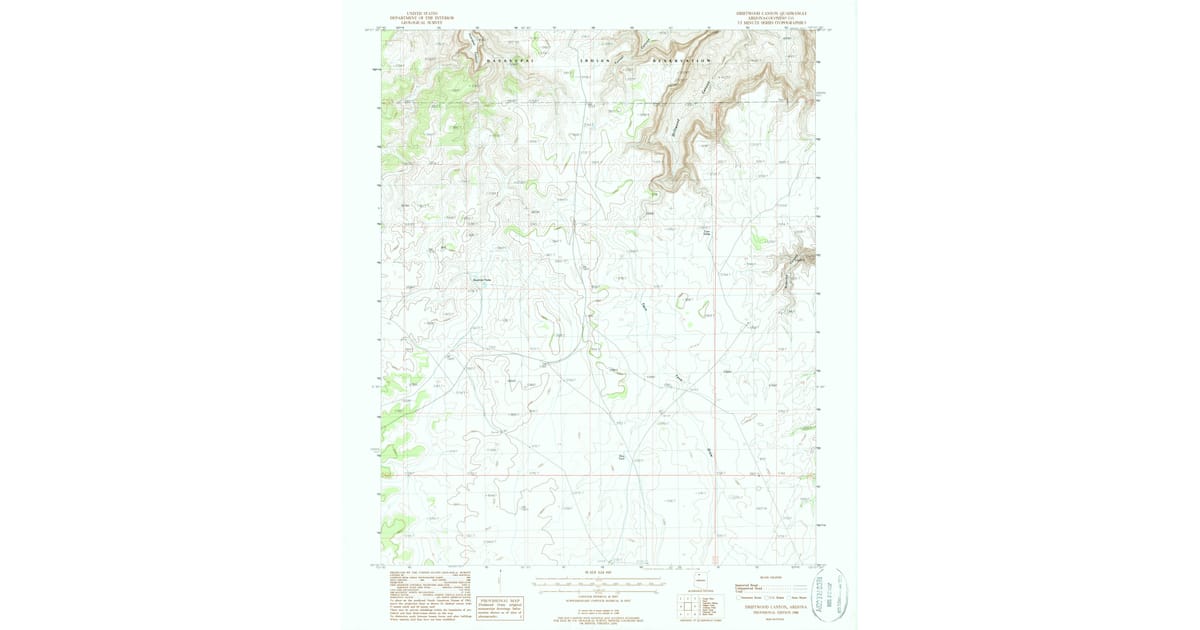 1988 Map of Driftwood Canyon, Coconino County, AZ — High-Res | Pastmaps