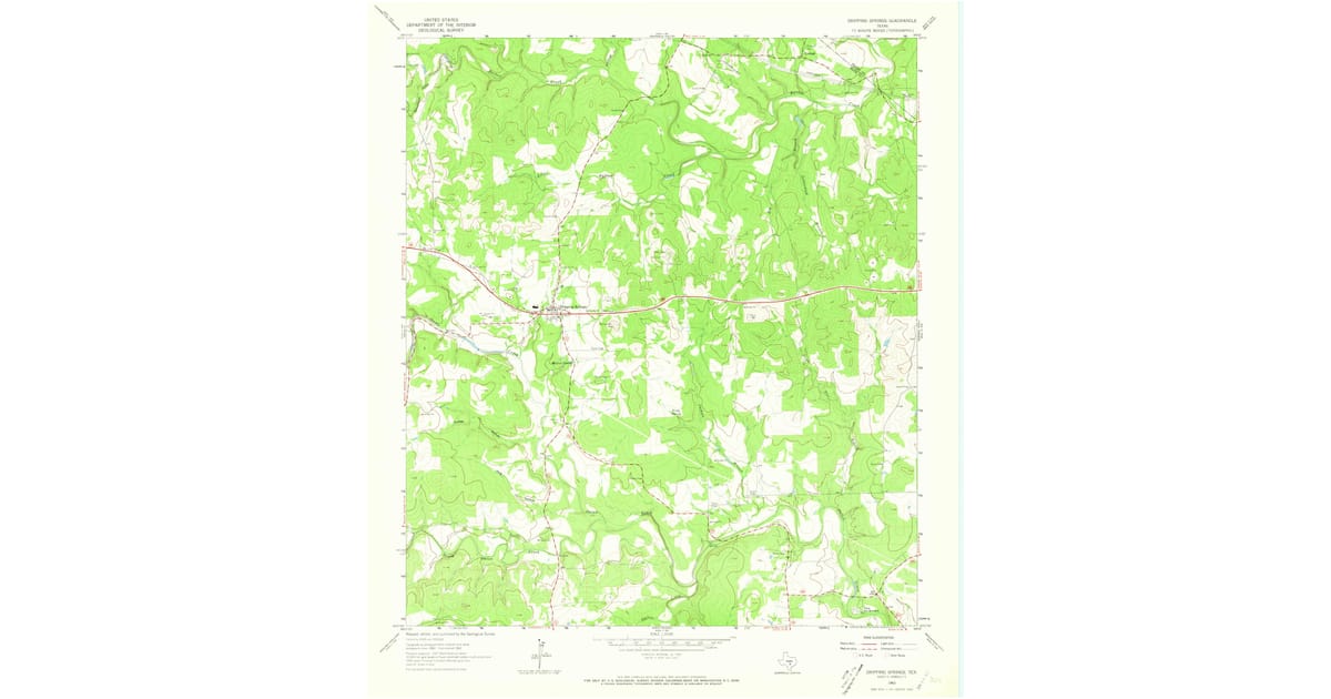 1963 Map of Dripping Springs, TX — High-Res, 1973 Print | Pastmaps