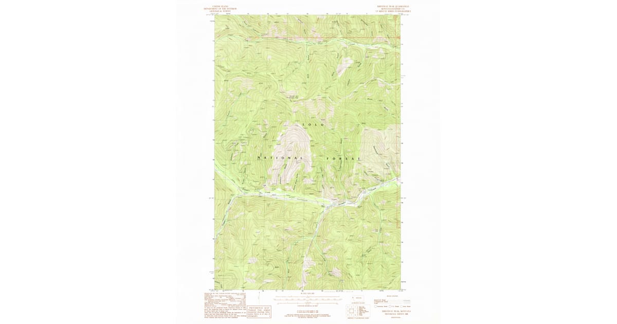 1988 Map of Driveway Peak, Sanders County, MT — High-Res | Pastmaps