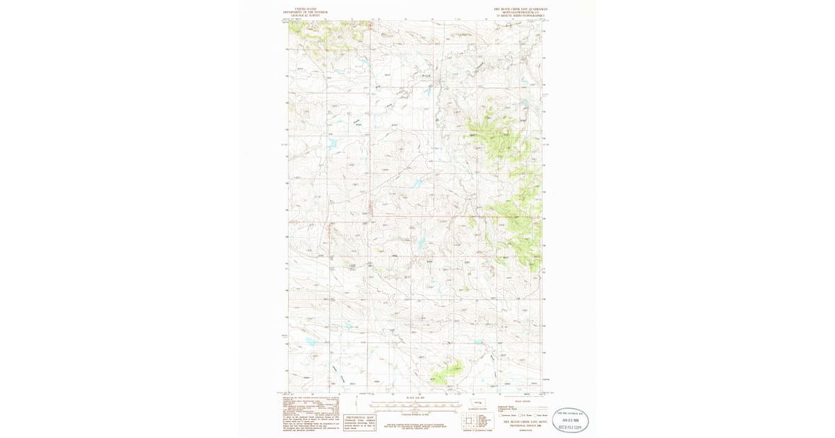 1986 Map of Dry Blood Creek East, Petroleum County, MT — High-Res ...