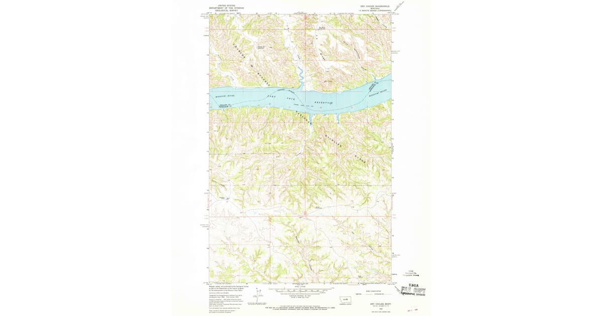 1965 Map of Dry Coulee, Petroleum County, MT — High-Res | Pastmaps