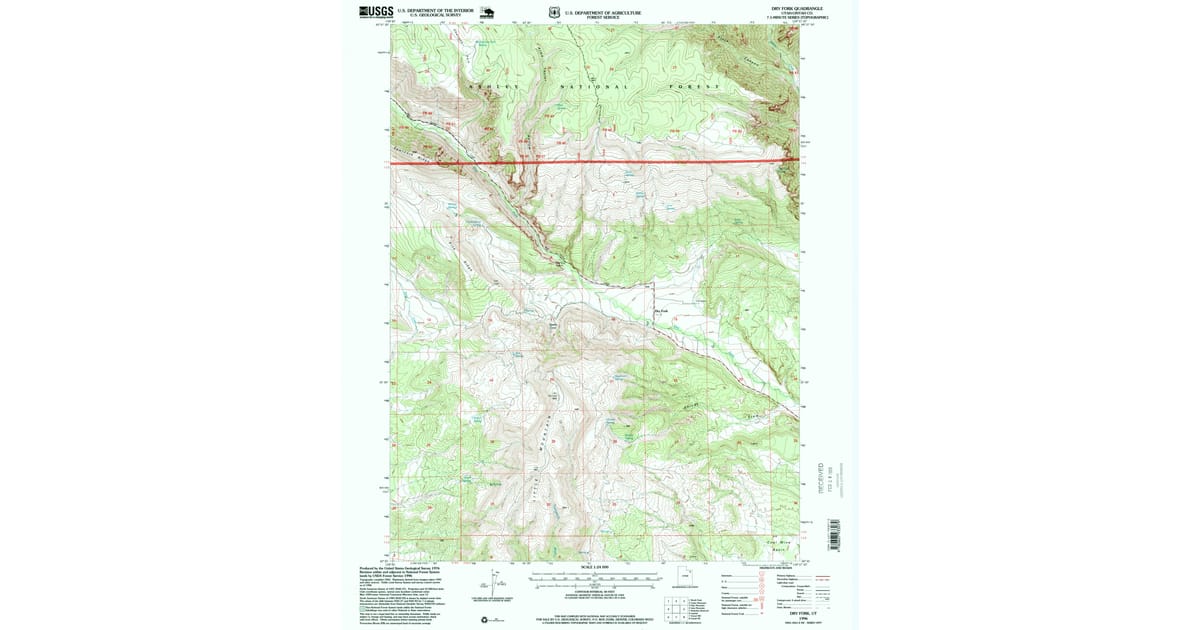 1996 Map of Dry Fork, Uintah County, UT — High-Res | Pastmaps