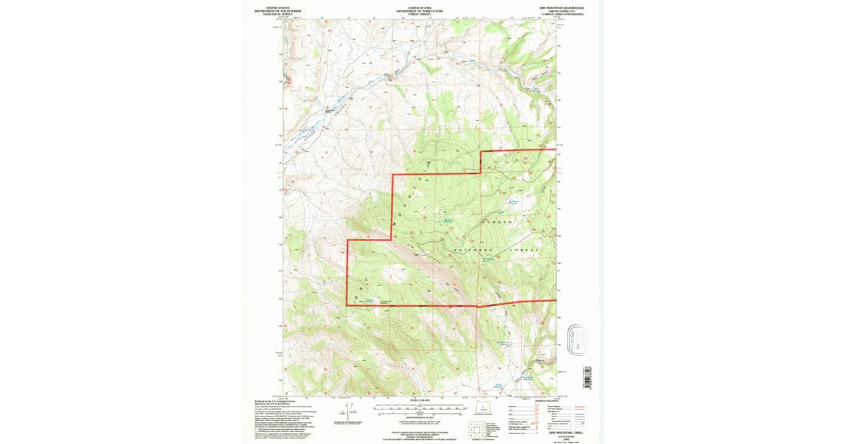 1992 Map of Dry Mountain, Harney County, OR — High-Res | Pastmaps