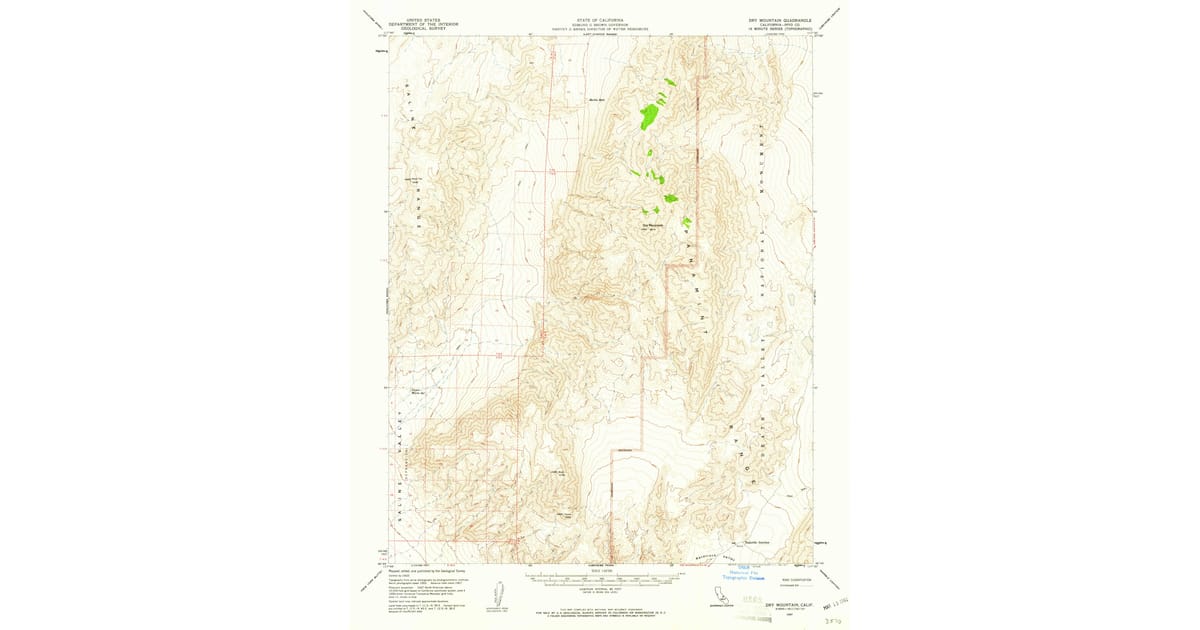 1957 Map of Dry Mountain, Inyo County, CA — High-Res | Pastmaps