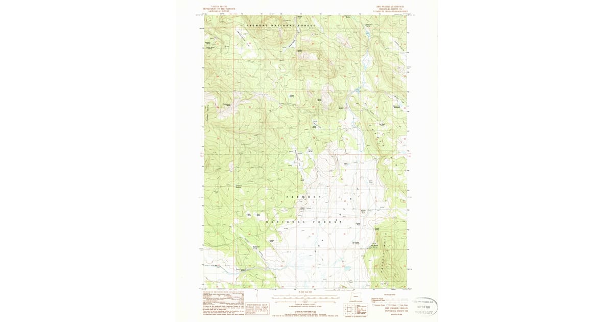 1988 Map of Dry Prairie, Klamath County, OR — High-Res | Pastmaps