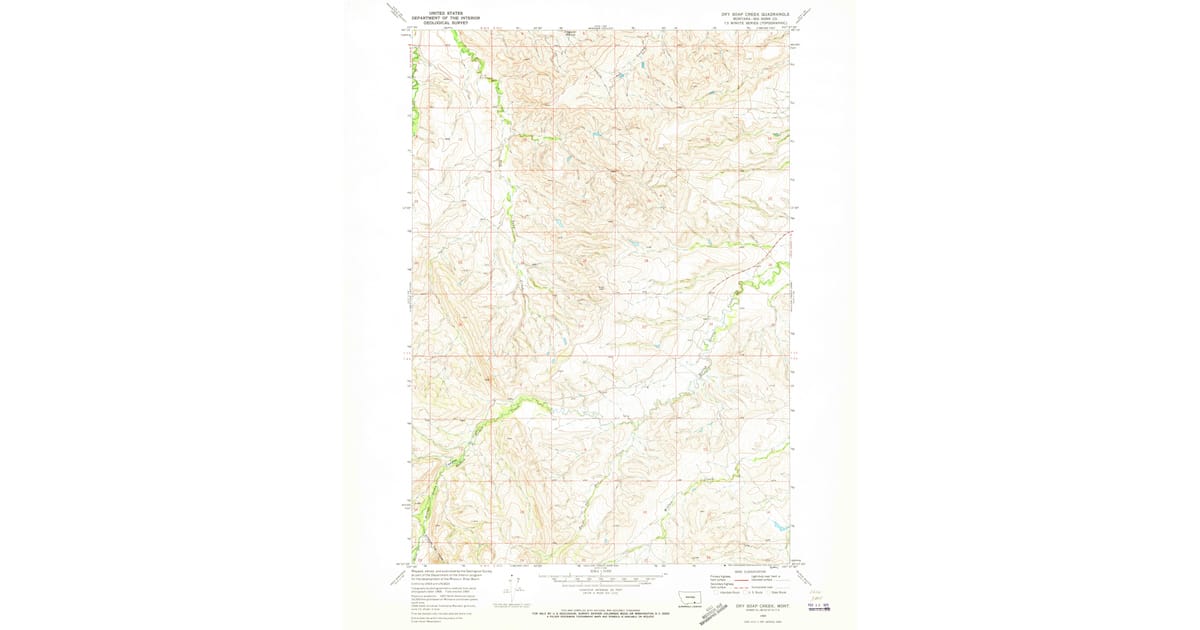 1969 Map of Dry Soap Creek, Big Horn County, MT — High-Res | Pastmaps