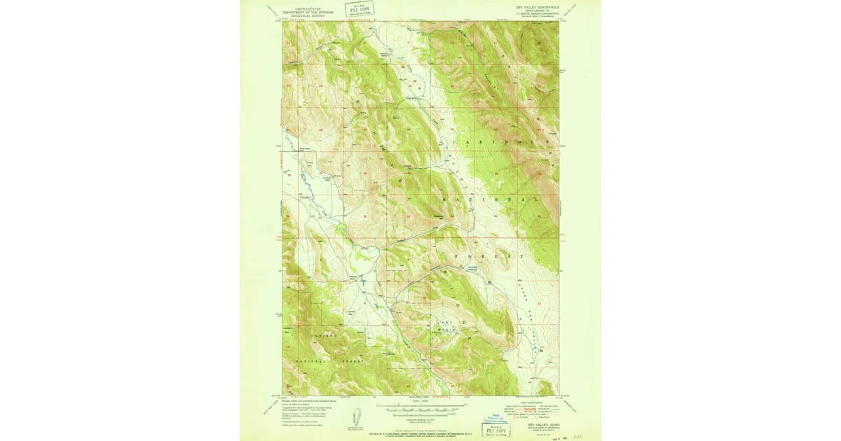 1951 Map of Dry Valley, Caribou County, ID — High-Res | Pastmaps