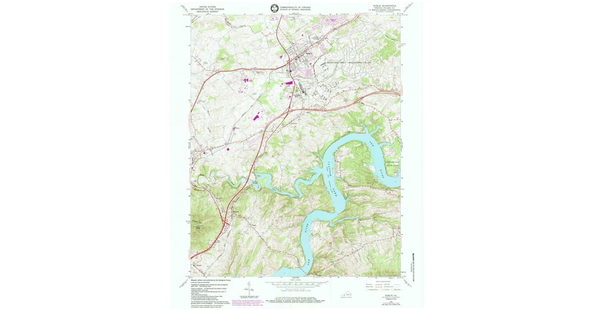 1965 Map of Dublin, VA — High-Res, 1984 Print #2 | Pastmaps