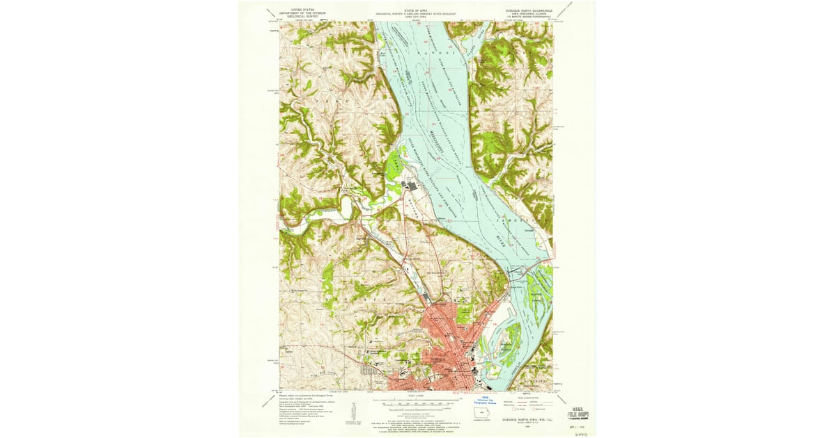 1956 Map of Dubuque North, Dubuque County, IA — High-Res | Pastmaps