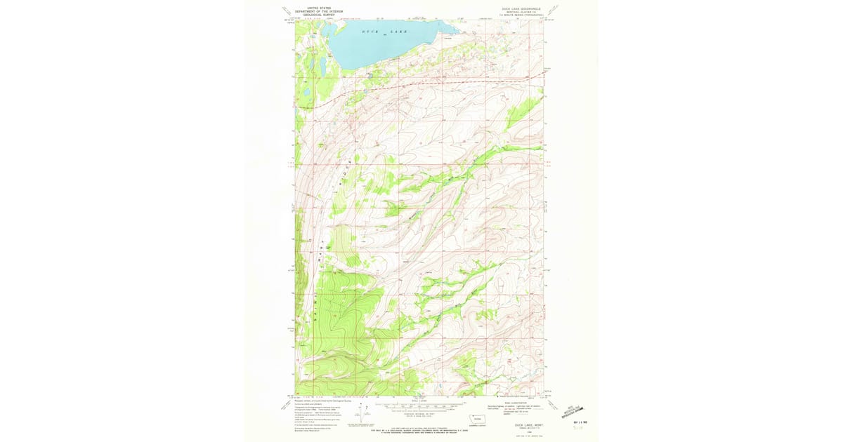 1968 Map of Duck Lake, Glacier County, MT — High-Res | Pastmaps