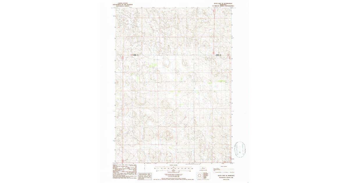 1986 Map of Duck Lake SE, Thomas County, NE — High-Res | Pastmaps