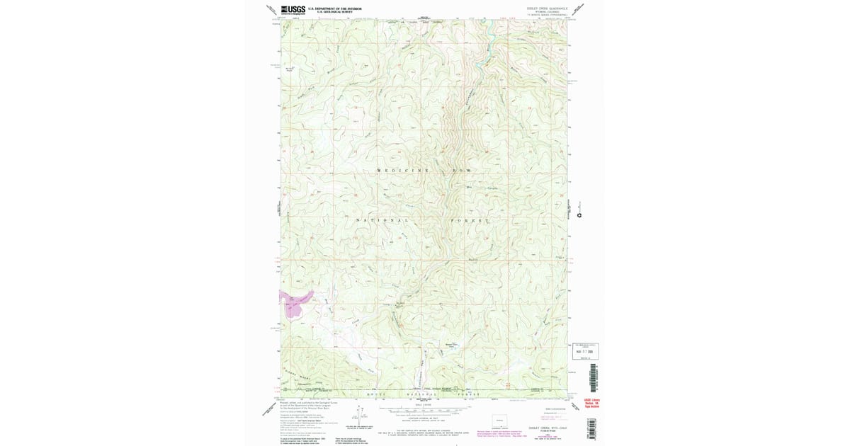 1961 Map of Dudley Creek, Carbon County, WY — High-Res, 1984 Print #2 ...