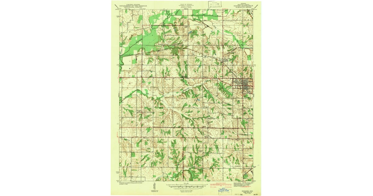 1943 Map of Dugger, IN — High-Res, 1943 Print #2 | Pastmaps