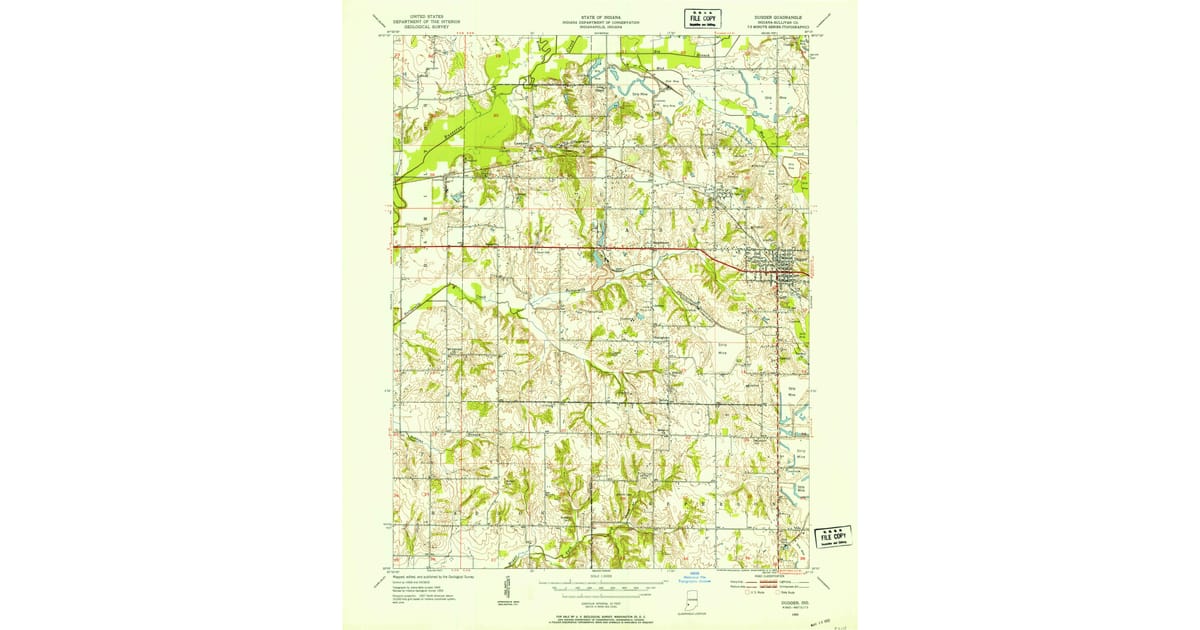 1952 Map of Dugger, IN — High-Res | Pastmaps