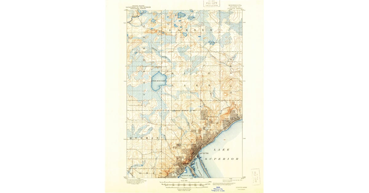 1895 Map of Duluth, MN — High-Res, 1944 Print | Pastmaps