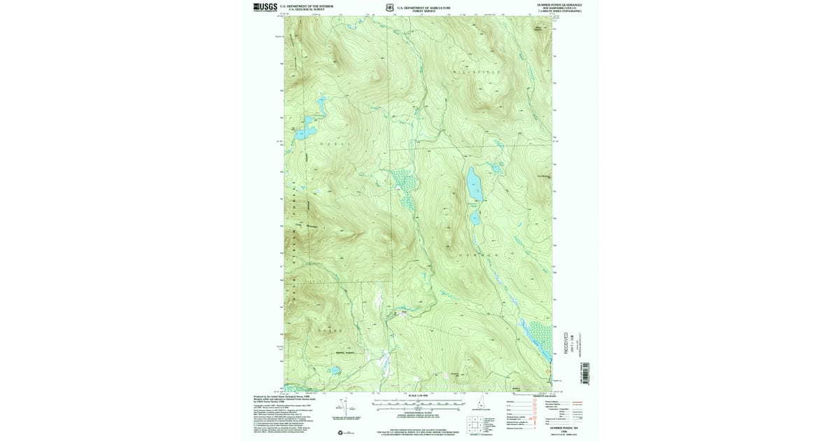 1996 Map of Dummer Ponds, Coos County, NH — High-Res | Pastmaps