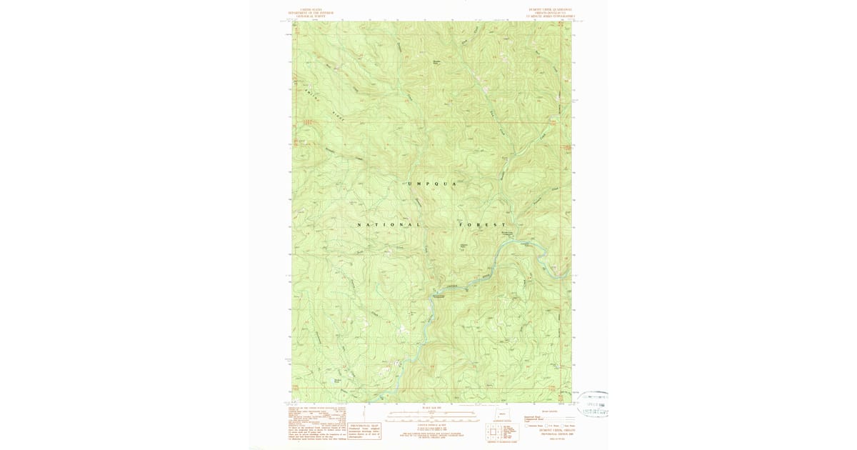 1989 Map of Dumont Creek, Douglas County, OR — High-Res | Pastmaps
