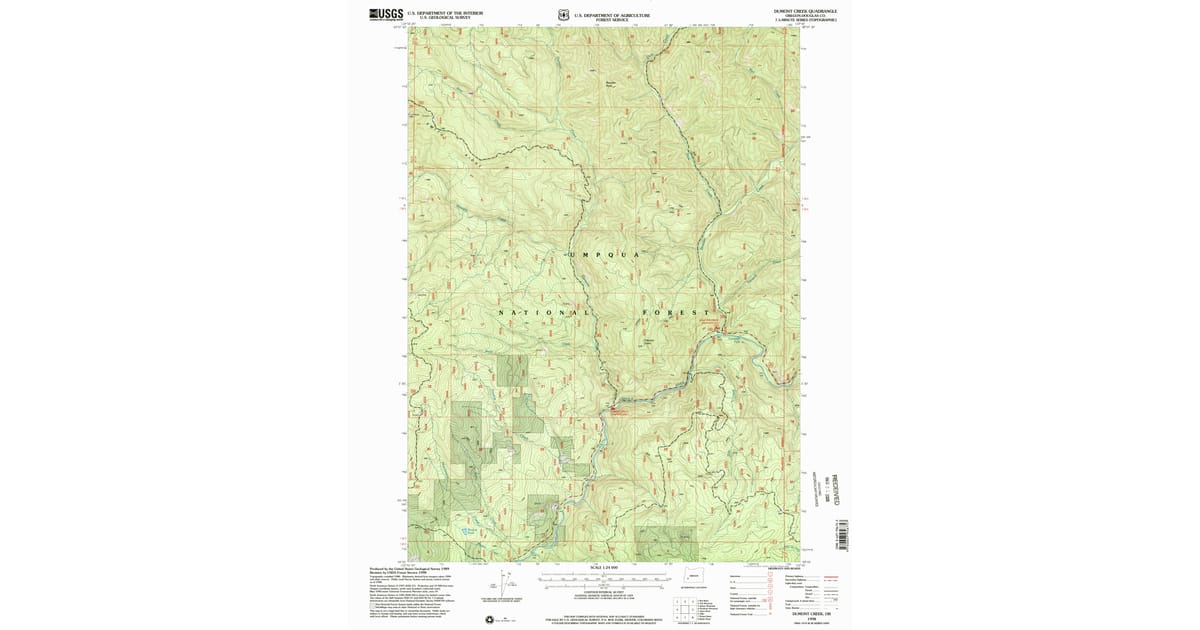 1998 Map of Dumont Creek, Douglas County, OR — High-Res | Pastmaps