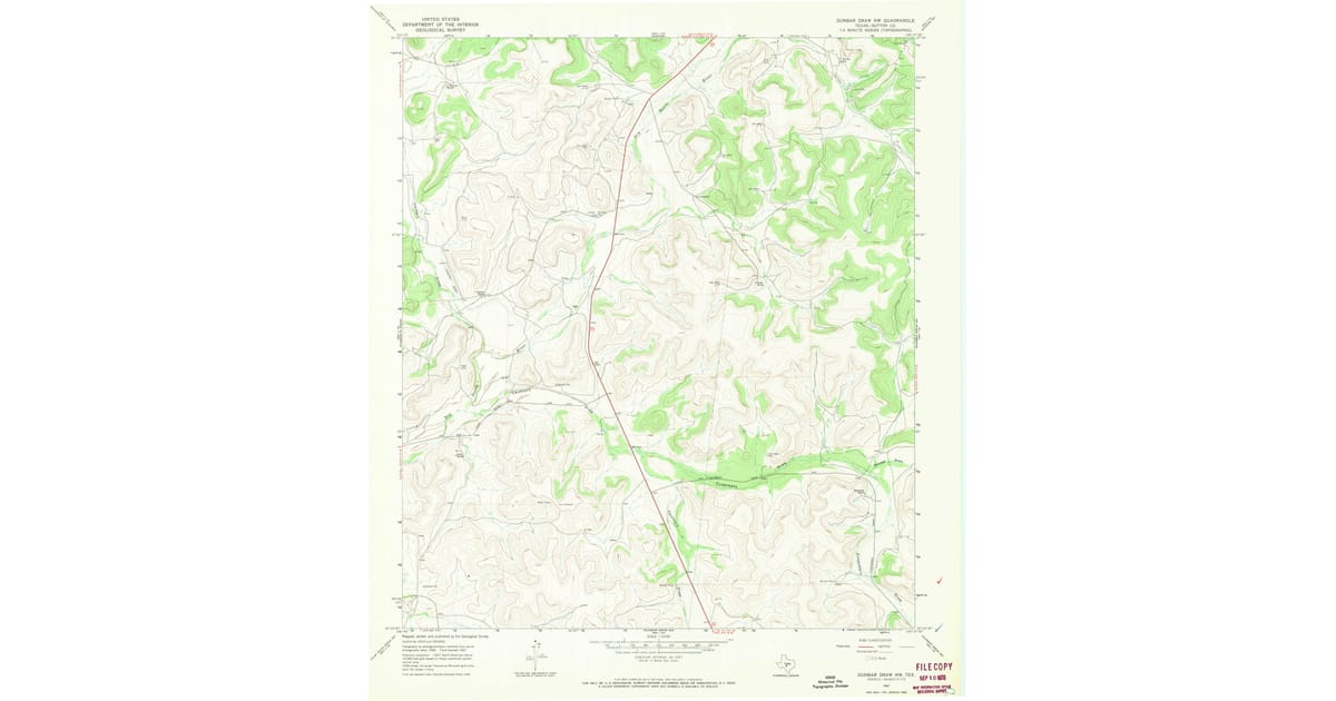 1967 Map of Dunbar Draw NW, Sutton County, TX — High-Res | Pastmaps