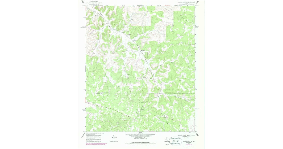 1967 Map of Dunbar Draw SE, Sutton County, TX — High-Res | Pastmaps
