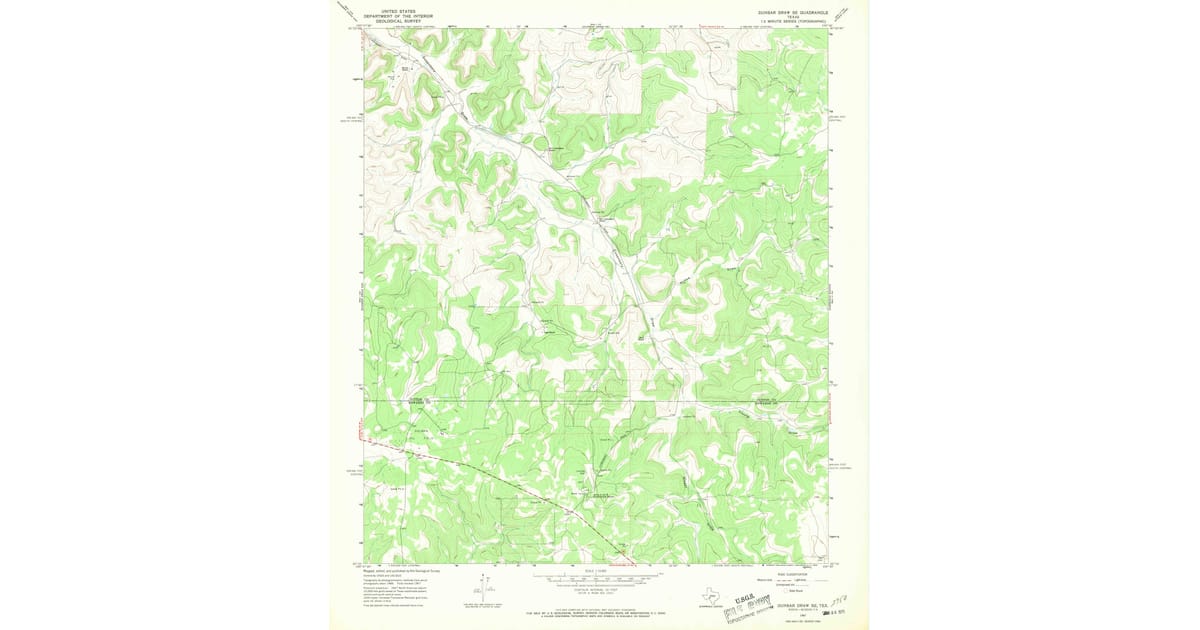 1967 Map of Dunbar Draw SW, Sutton County, TX — High-Res | Pastmaps