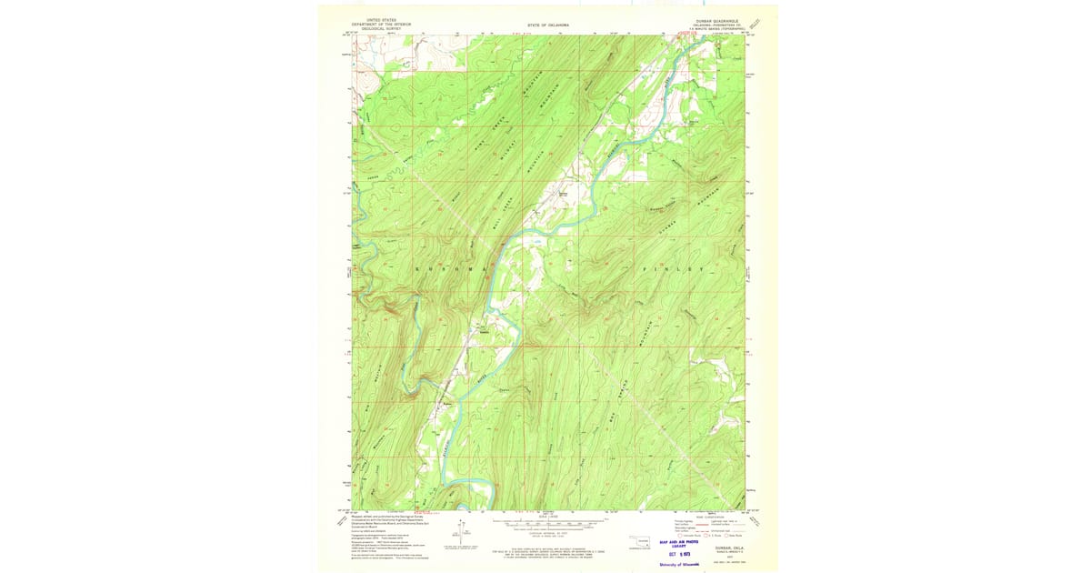 1972 Map of Dunbar, Pushmataha County, OK — High-Res | Pastmaps