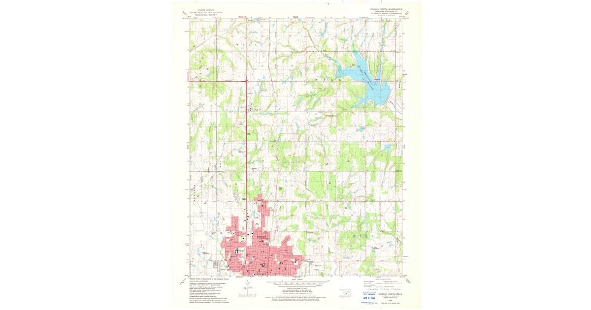 1982 Map of Duncan North, Stephens County, OK — High-Res | Pastmaps
