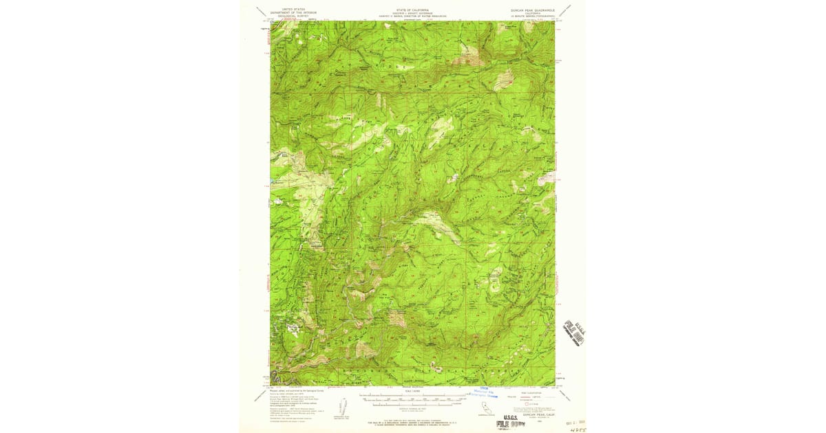 1952 Map of Duncan Peak, Placer County, CA — High-Res | Pastmaps