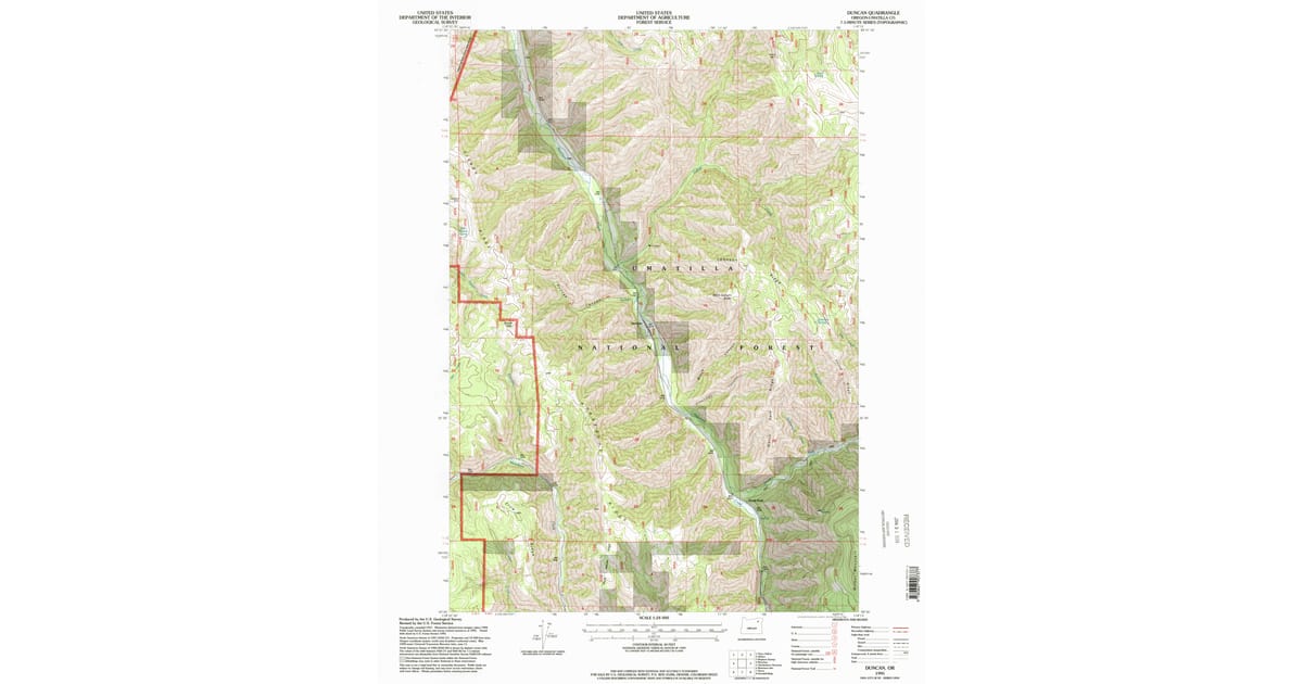 1995 Map of Duncan, Umatilla County, OR — High-Res | Pastmaps