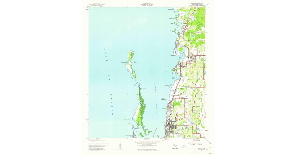 1943 Map of Dunedin, FL — High-Res, 1961 Print | Pastmaps