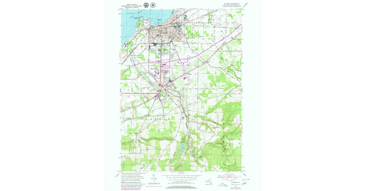 1954 Map of Dunkirk, NY — High-Res, 1979 Print | Pastmaps