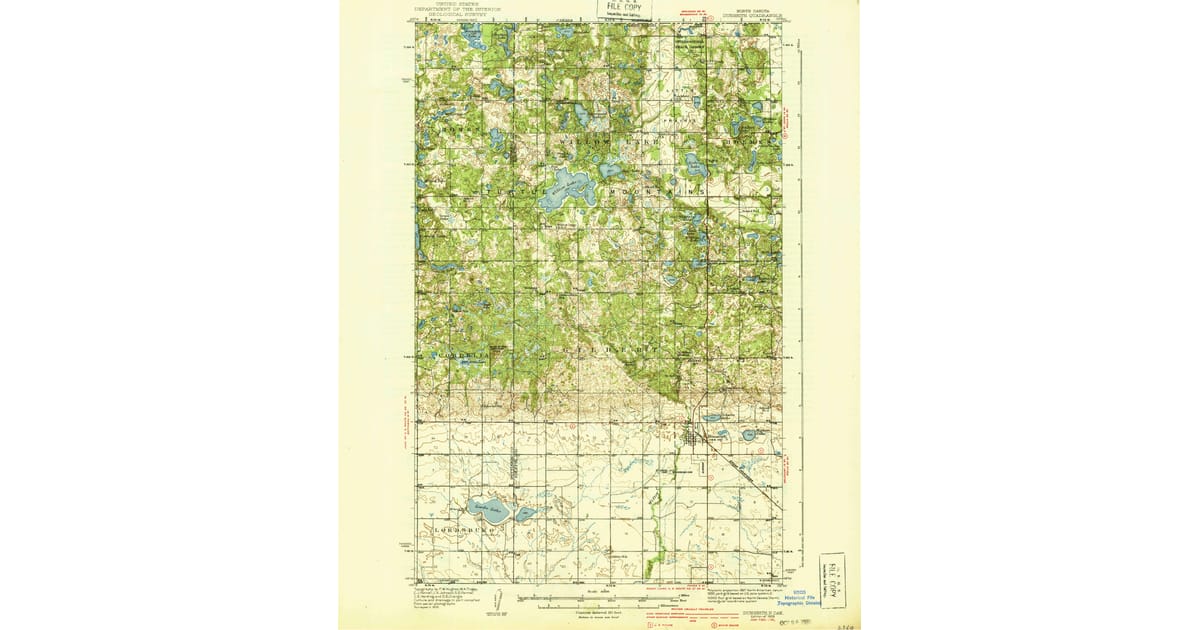 1939 Map of Dunseith, ND — High-Res, 1939 Print #2 | Pastmaps
