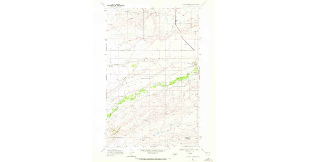 1968 Map of Dupuyer West, Pondera County, MT — High-Res | Pastmaps