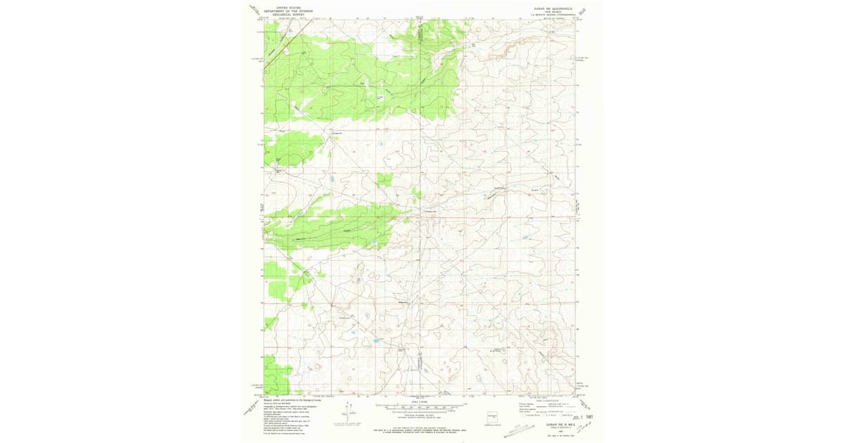 1981 Map of Duran NE, Torrance County, NM — High-Res | Pastmaps