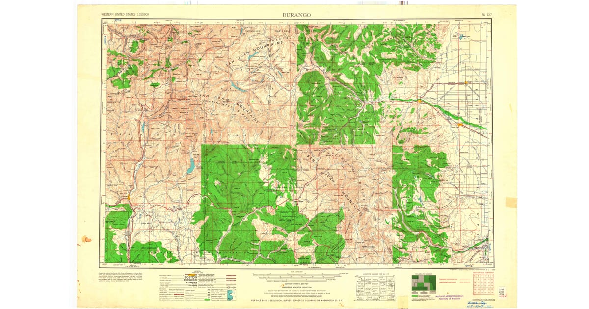 1953 Map of Durango, CO — High-Res | Pastmaps