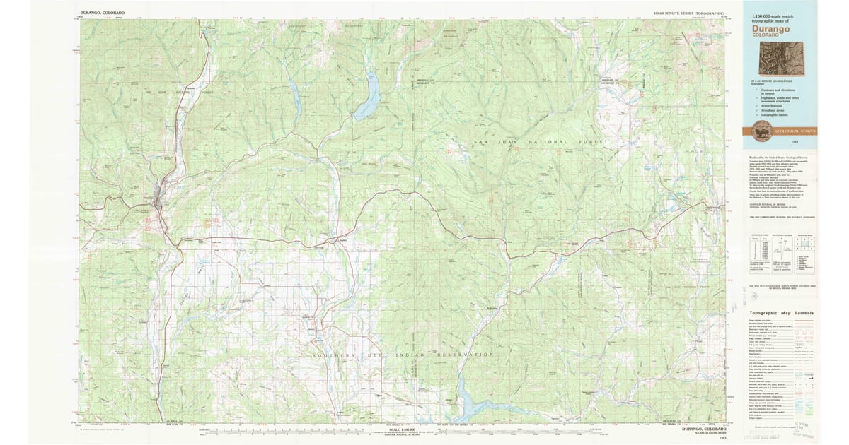 1983 Map of Durango, CO — High-Res | Pastmaps