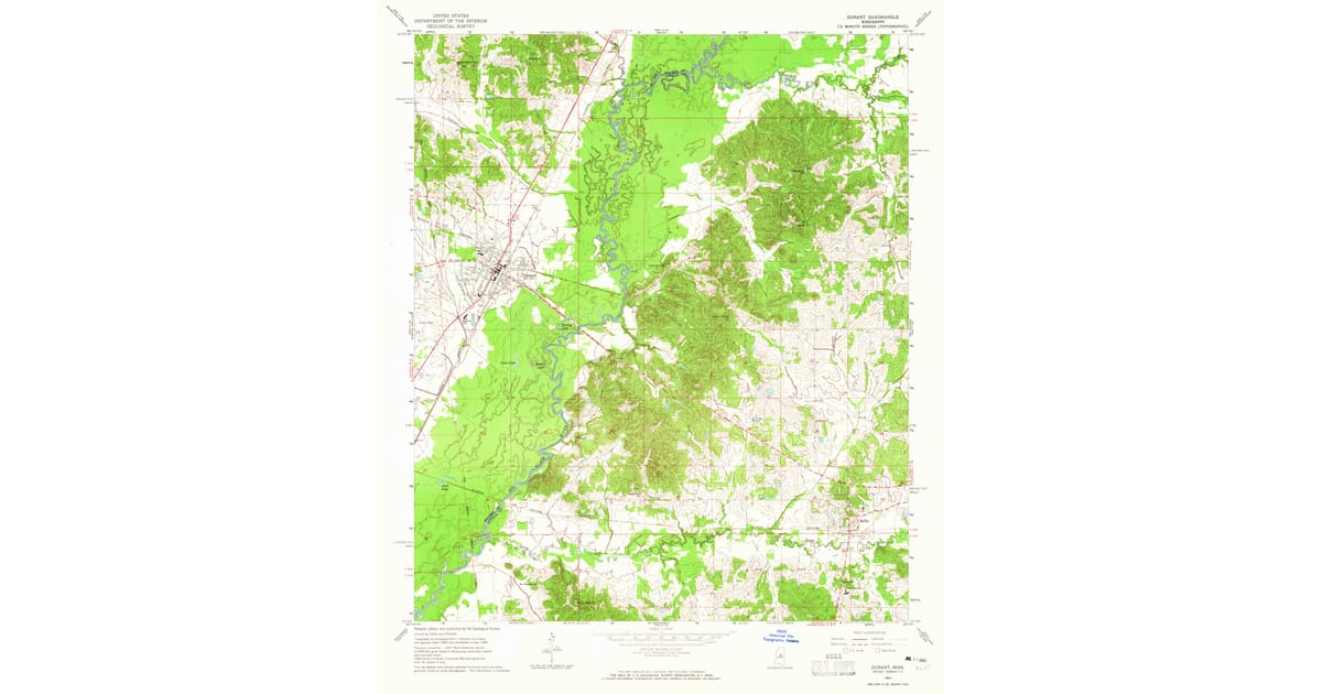 1964 Map of Durant, MS — High-Res | Pastmaps