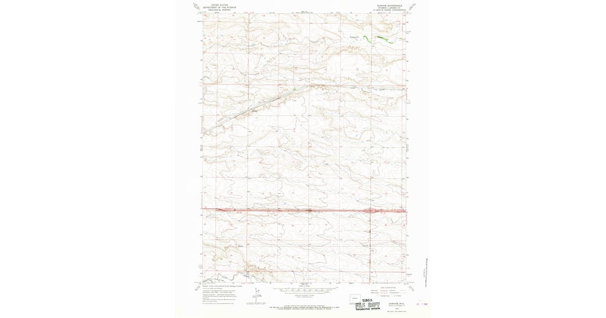 1963 Map of Durham, Laramie County, WY — High-Res | Pastmaps