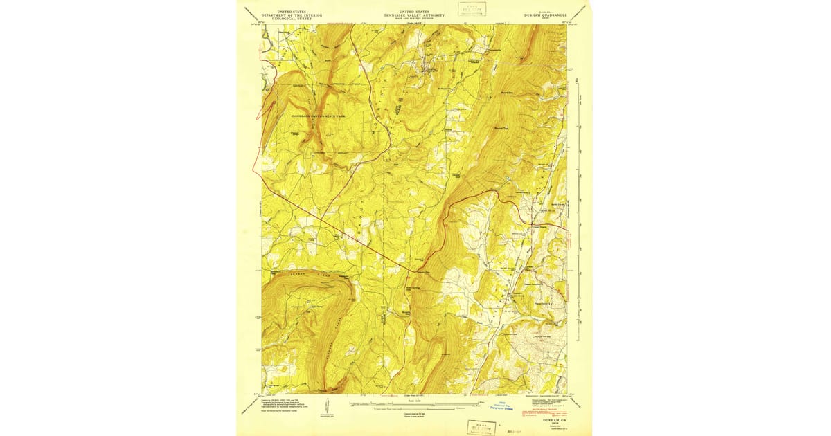 1947 Map of Durham, Walker County, GA — High-Res | Pastmaps