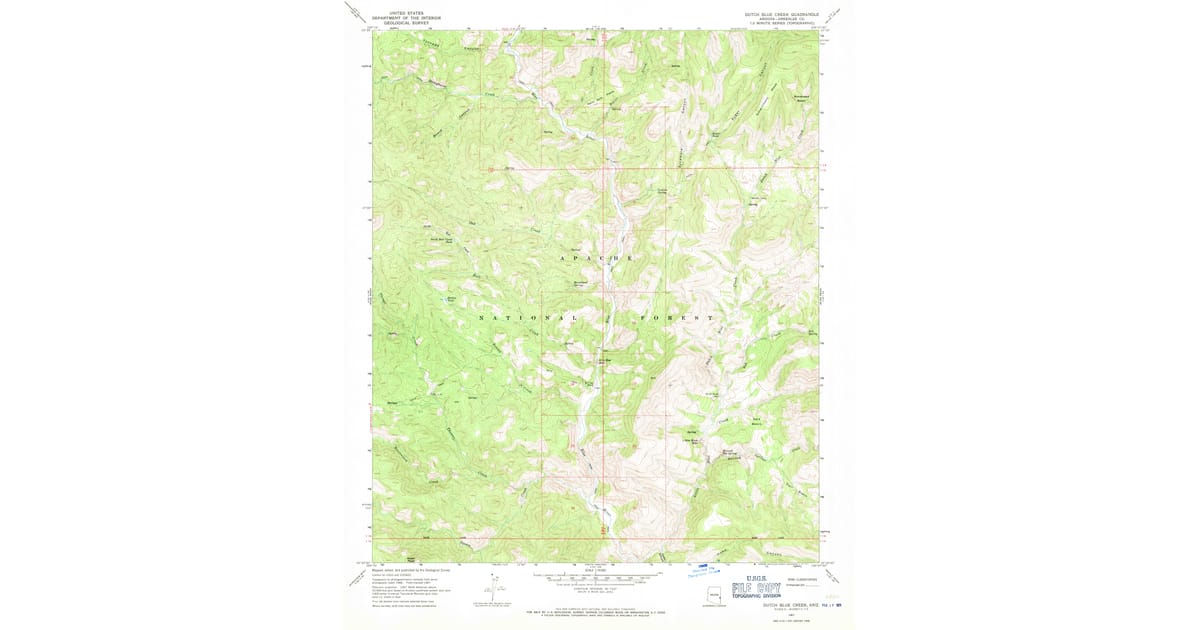 1967 Map of Dutch Blue Creek, Greenlee County, AZ — High-Res | Pastmaps