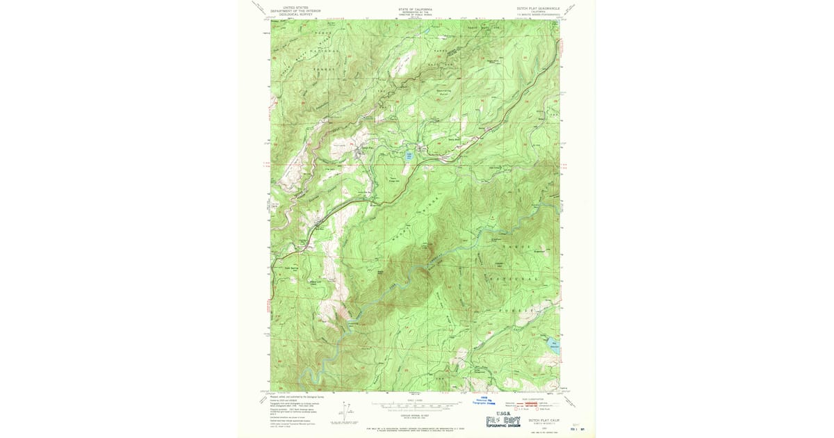 1950 Map of Dutch Flat, CA — High-Res, 1971 Print #3 | Pastmaps