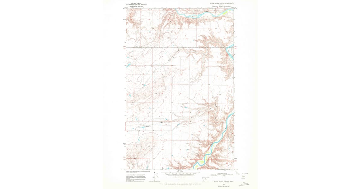 1969 Map of Dutch Henry Coulee, Chouteau County, MT — High-Res | Pastmaps